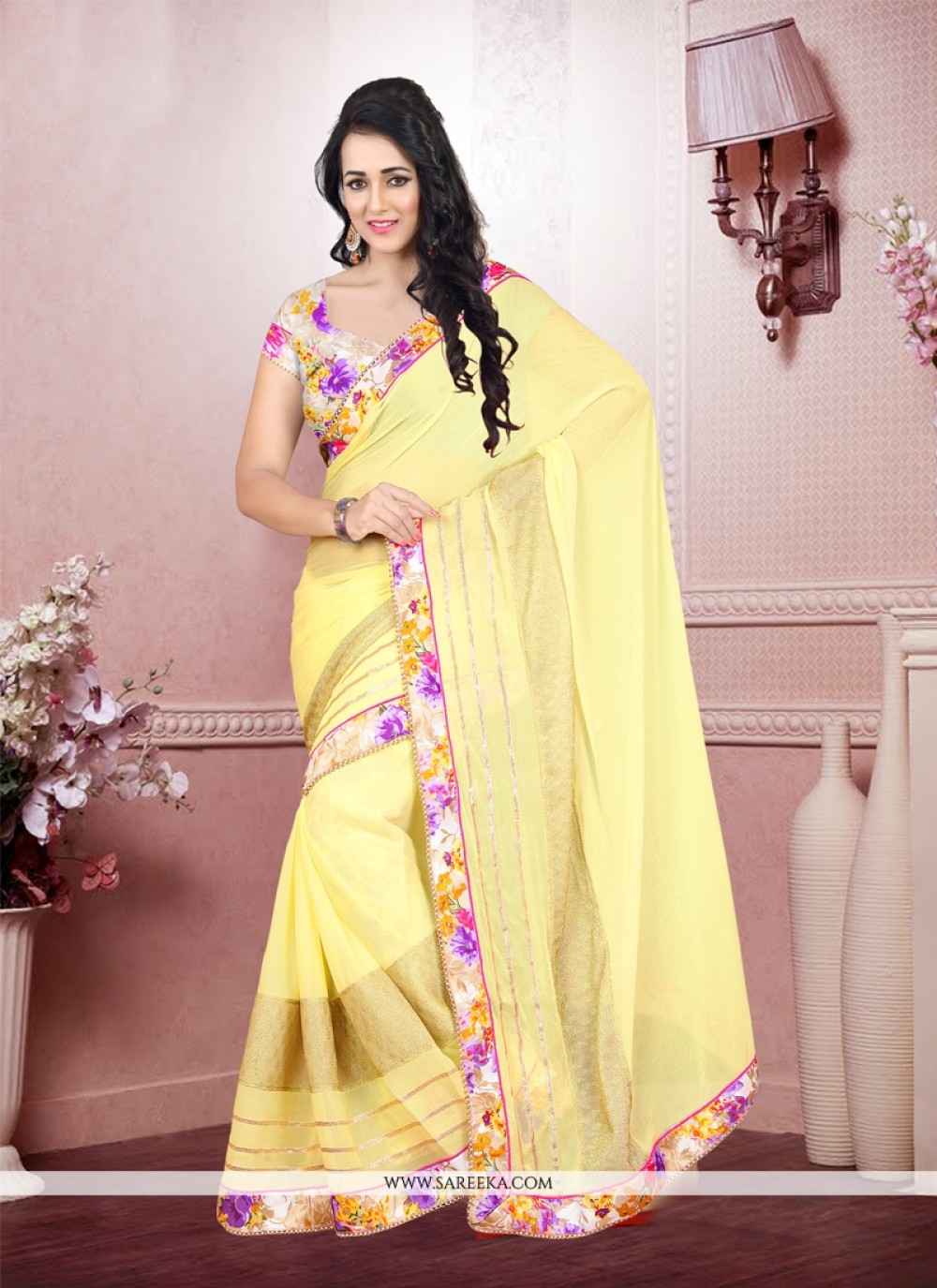 Fancy Fabric Embroidered Work Designer Saree