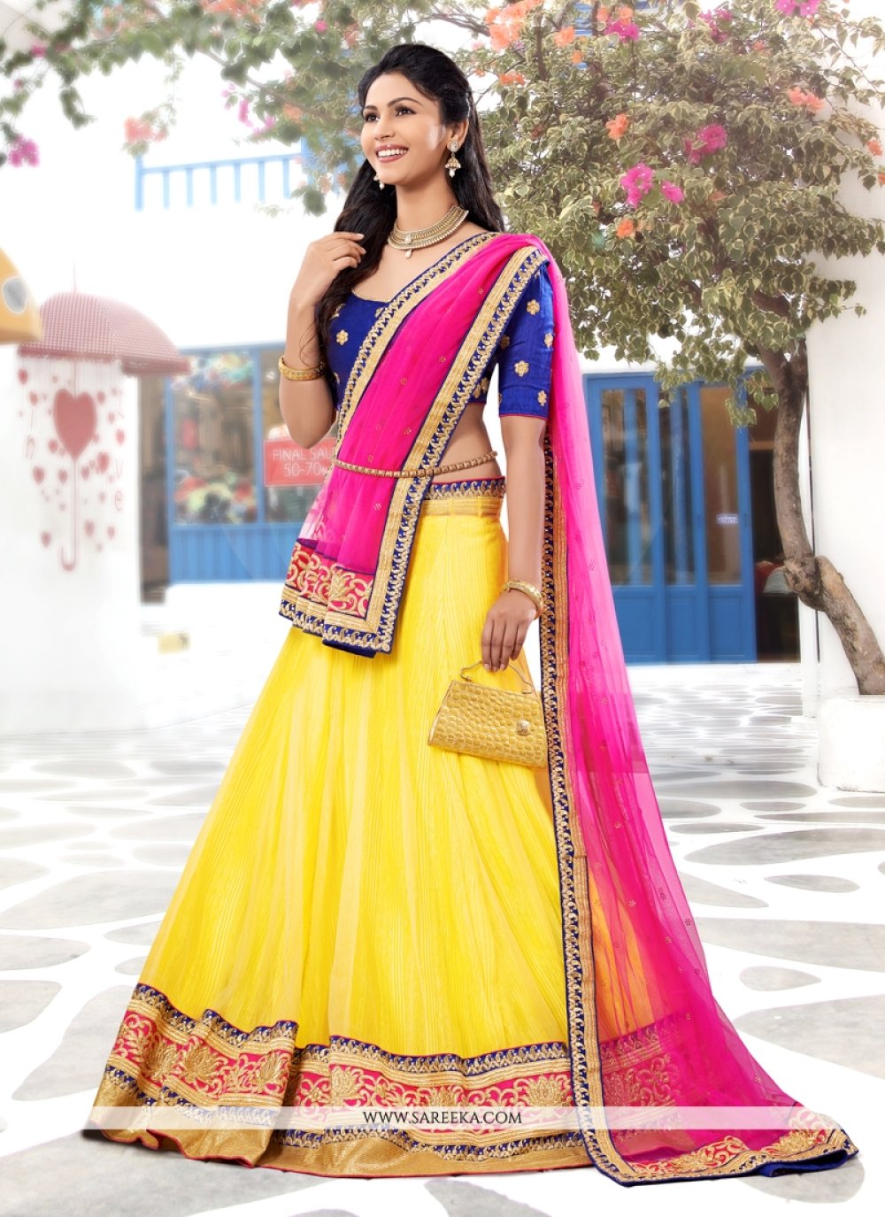 Yellow Chiffon And Net Lehenga Choli