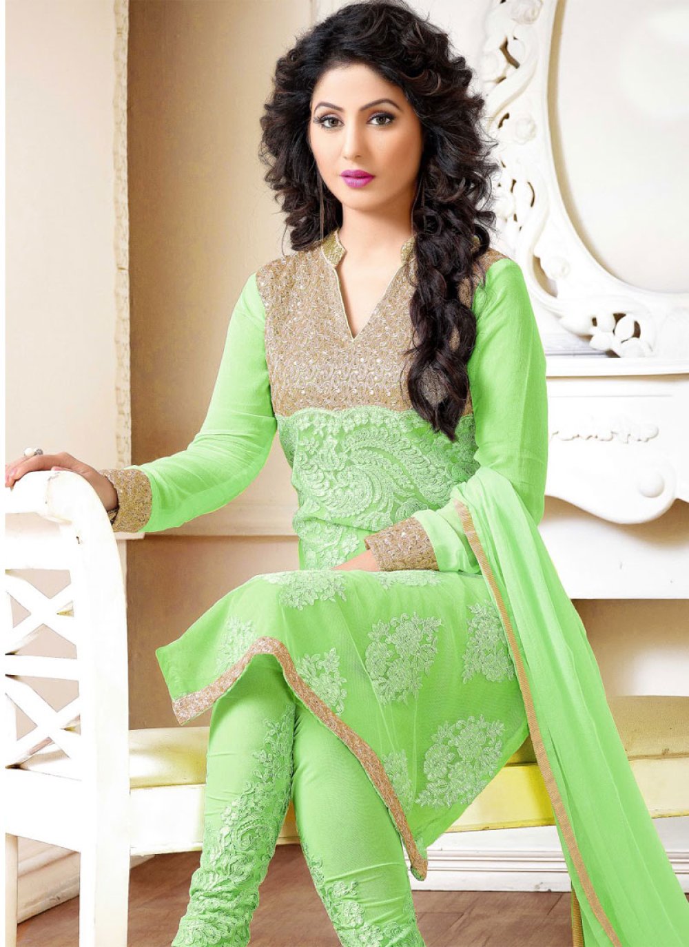 Hina Khan Green Designer Suit