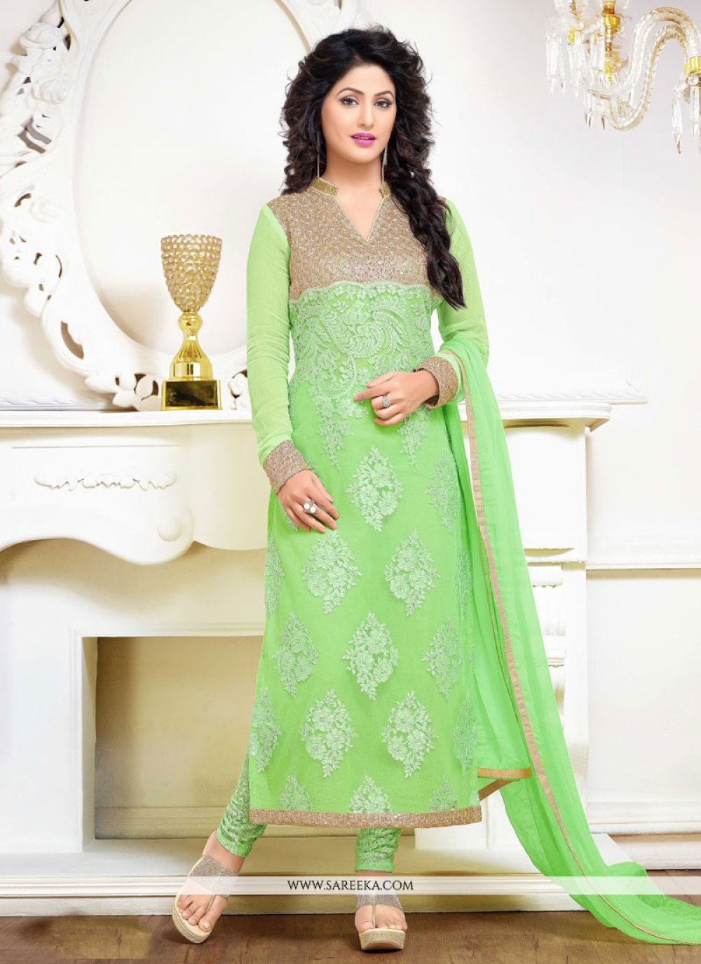 Hina Khan Green Designer Suit