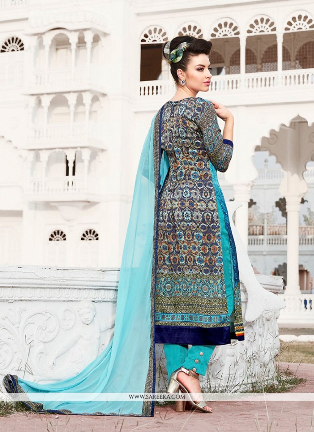 Multi Colour Print Work Designer Suit