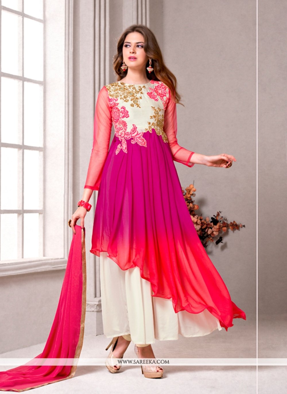 Resham Work Georgette Multi Colour Designer Suit