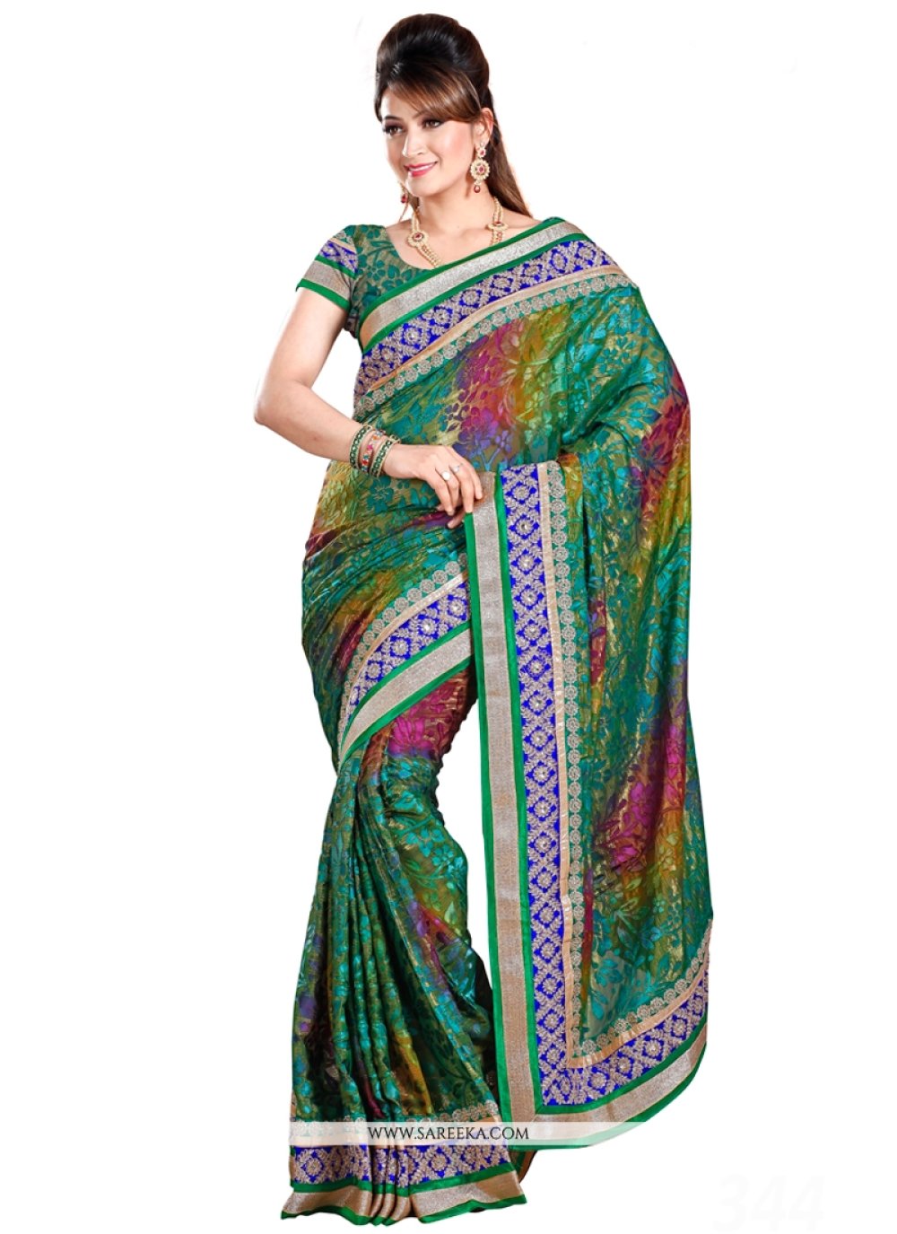 Multi Colour Brasso Designer Saree