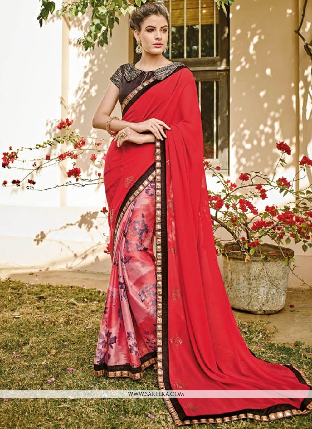 Patch Border Work Designer Saree