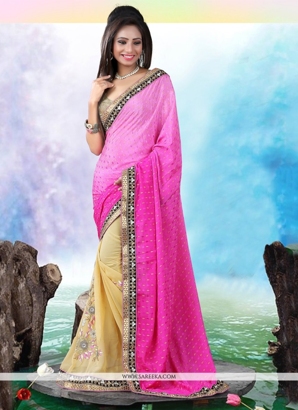Georgette Embroidered Work Designer Saree