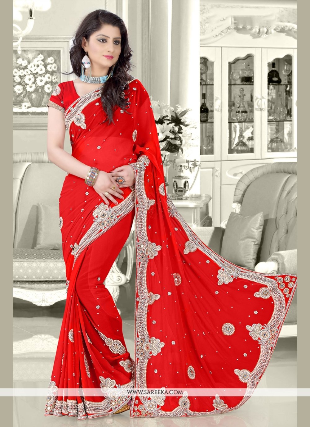 Patch Border Work Designer Saree