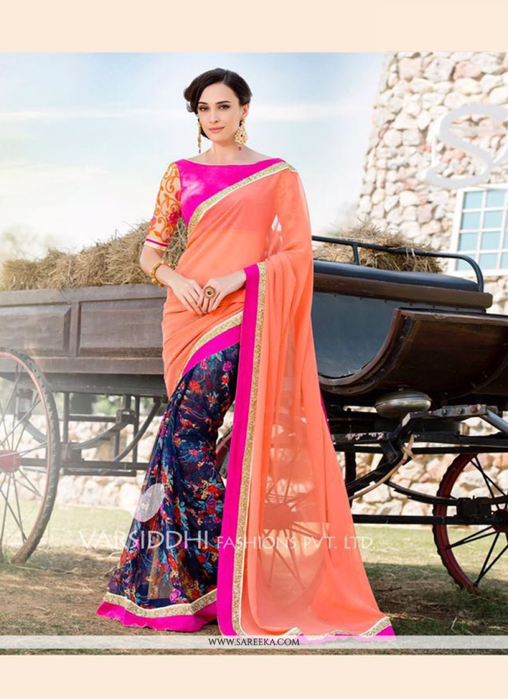 Georgette Print Work Designer Saree