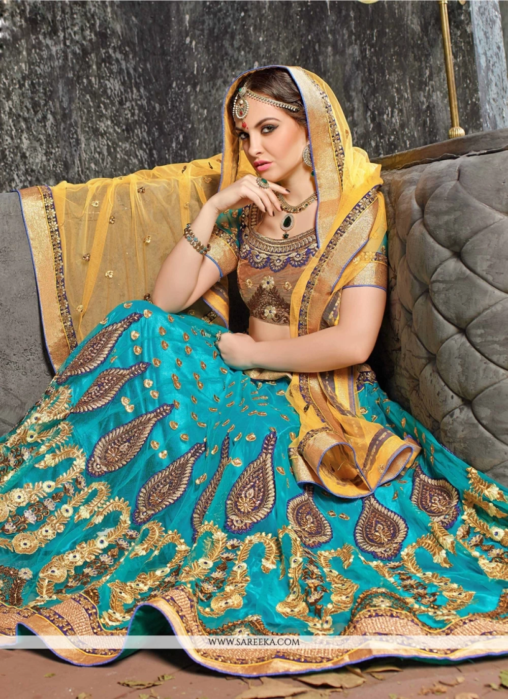 Turquoise A Line Lehenga Choli