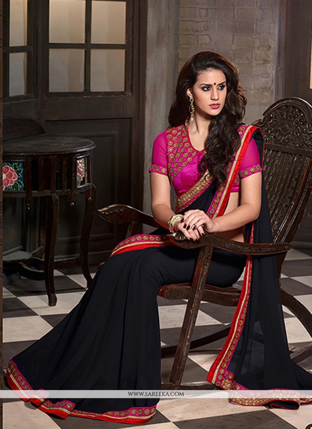 Georgette Embroidered Work Designer Saree