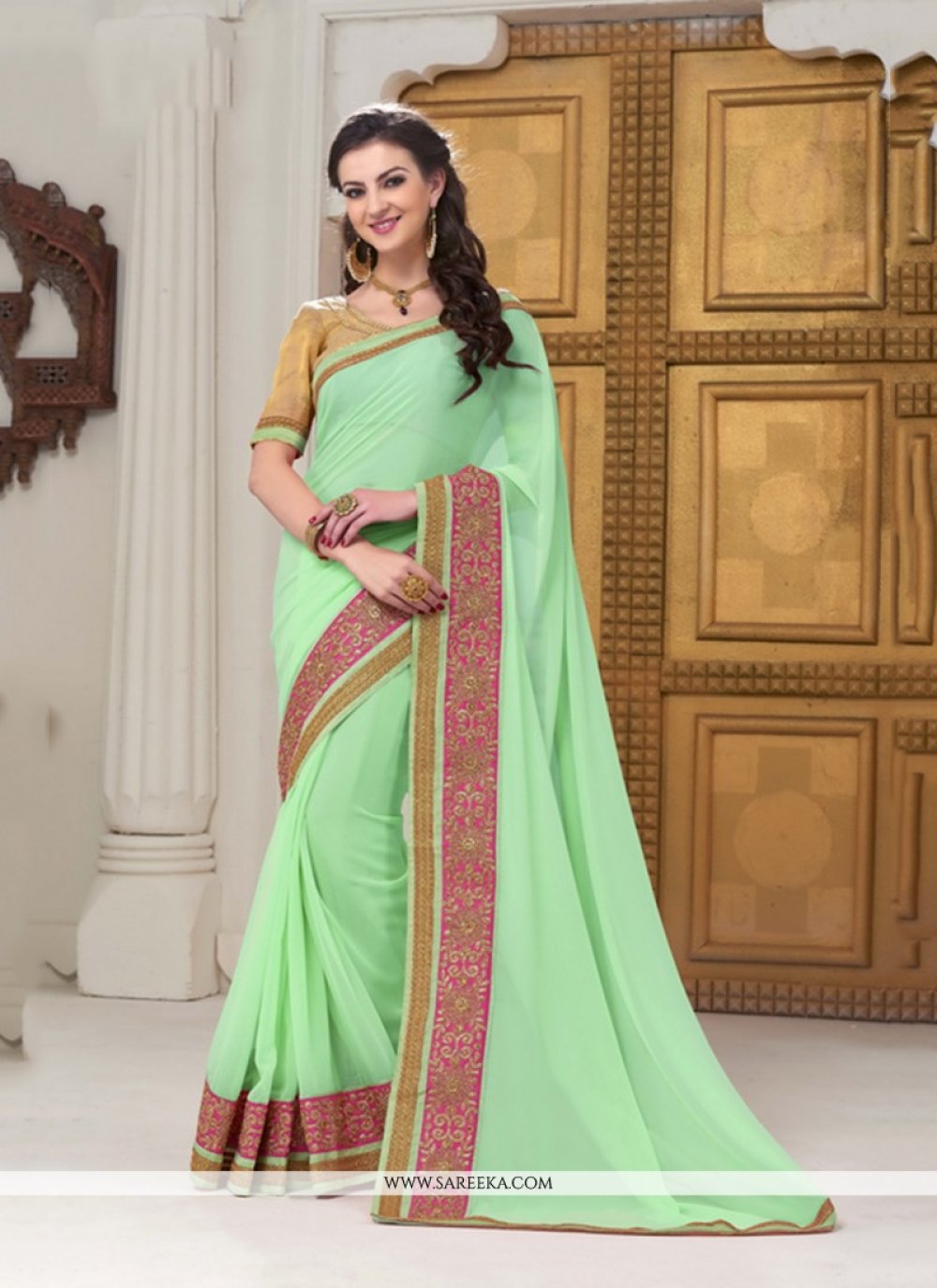 Georgette Embroidered Work Designer Saree