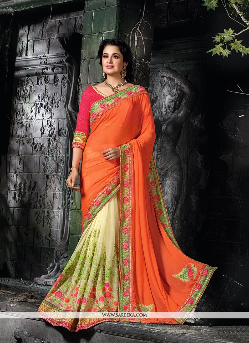 Buy Faux Chiffon Traditional Saree Online : Switzerland