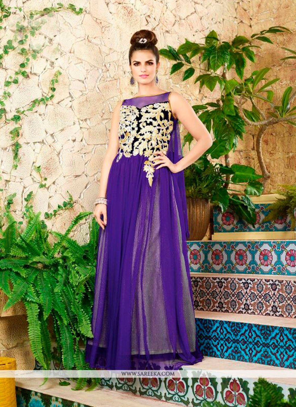 Net Purple Designer Gown