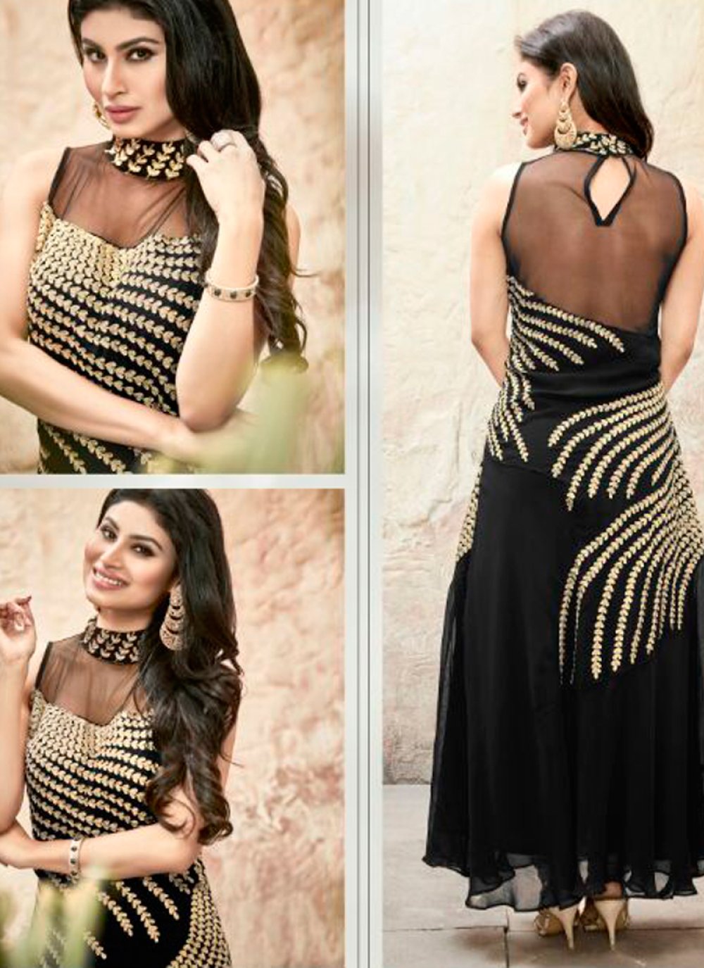 Black Embroidered Work Georgette Designer Suit