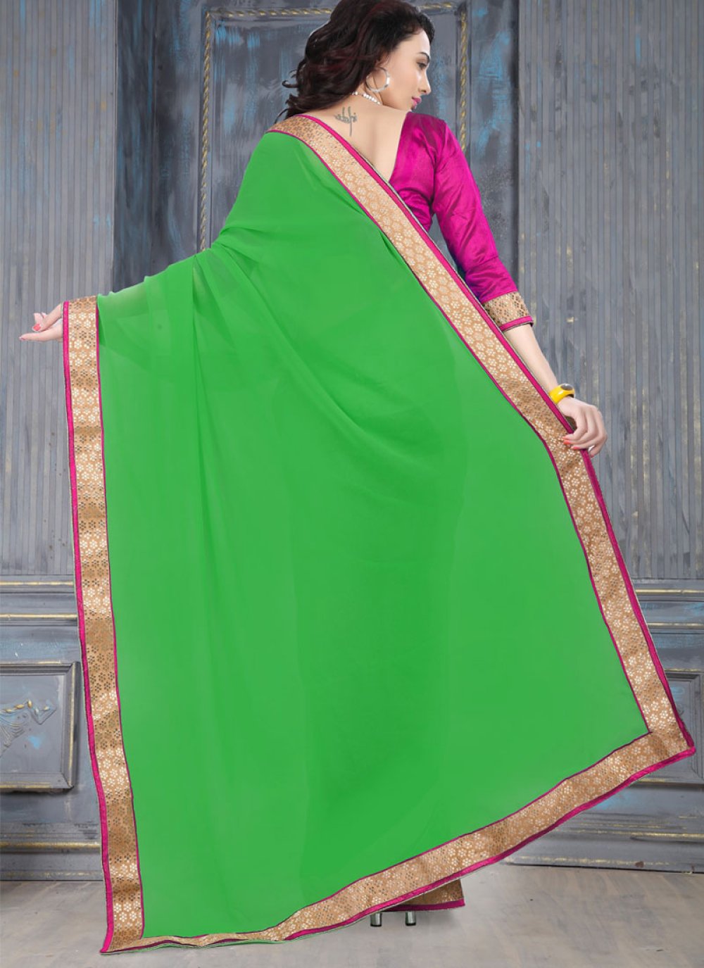 Buy Weight Less Lace Work Casual Saree Online : France