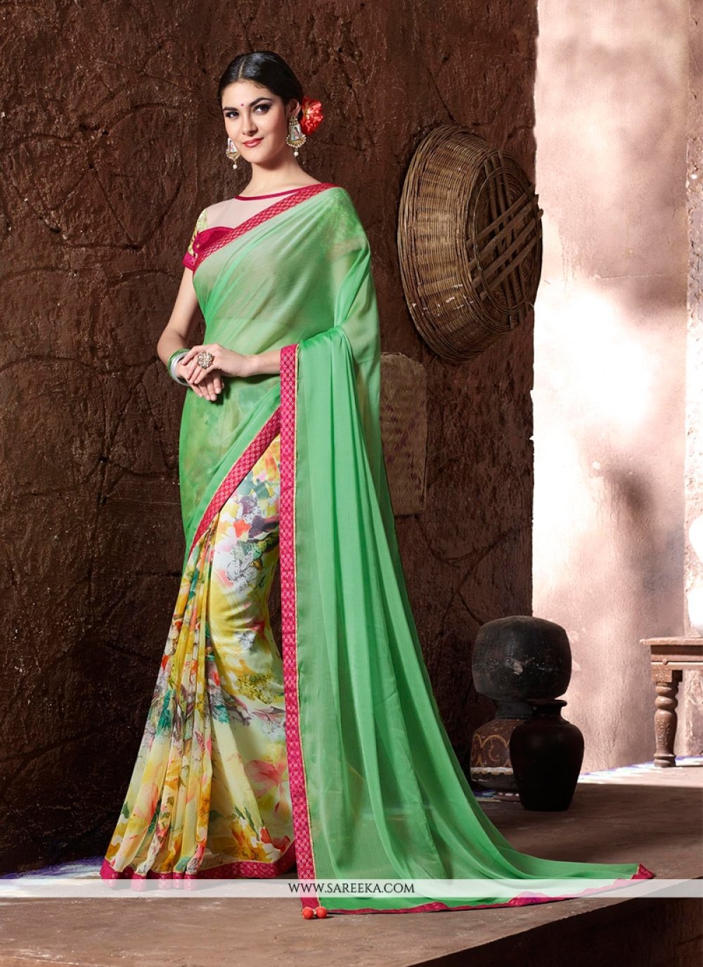 Buy Print Work Printed Saree Online : Indian Ethnic Wear