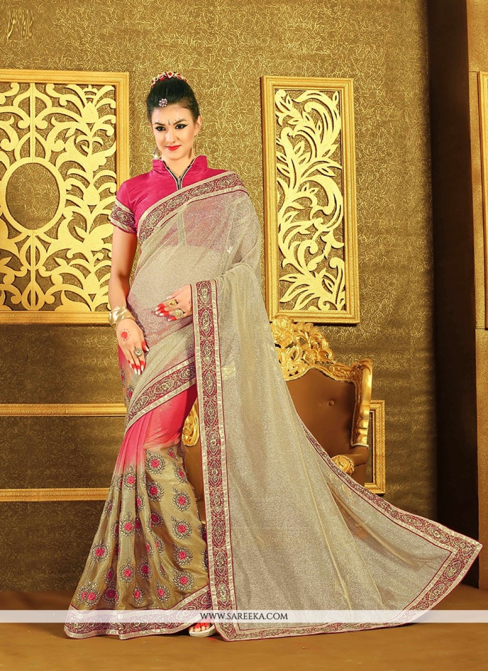 Fancy Fabric Pink Designer Saree