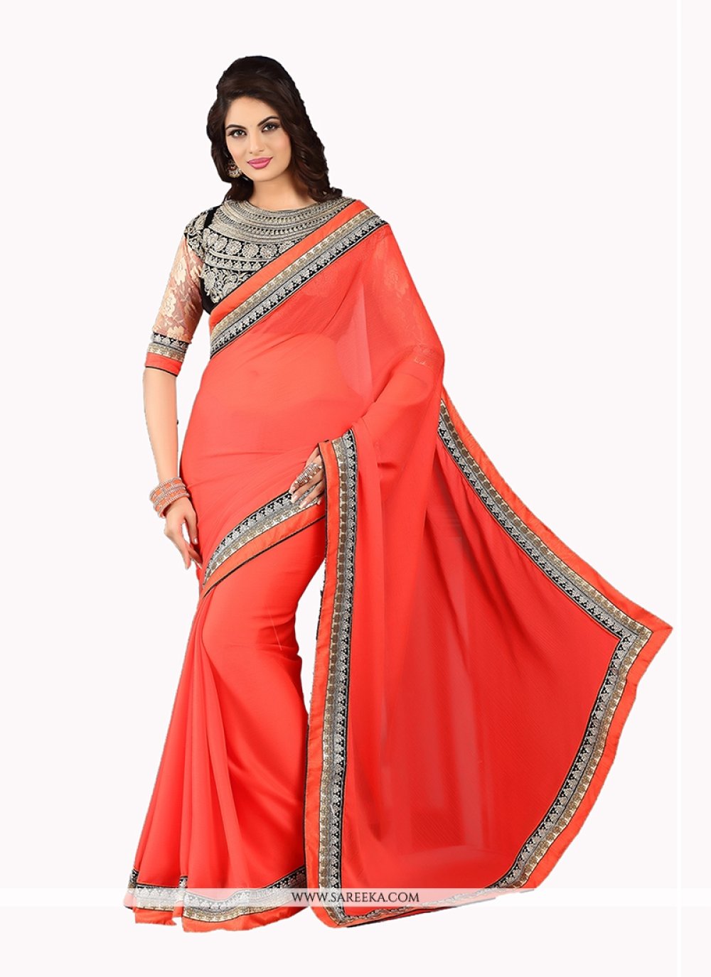 Patch Border Work Designer Saree