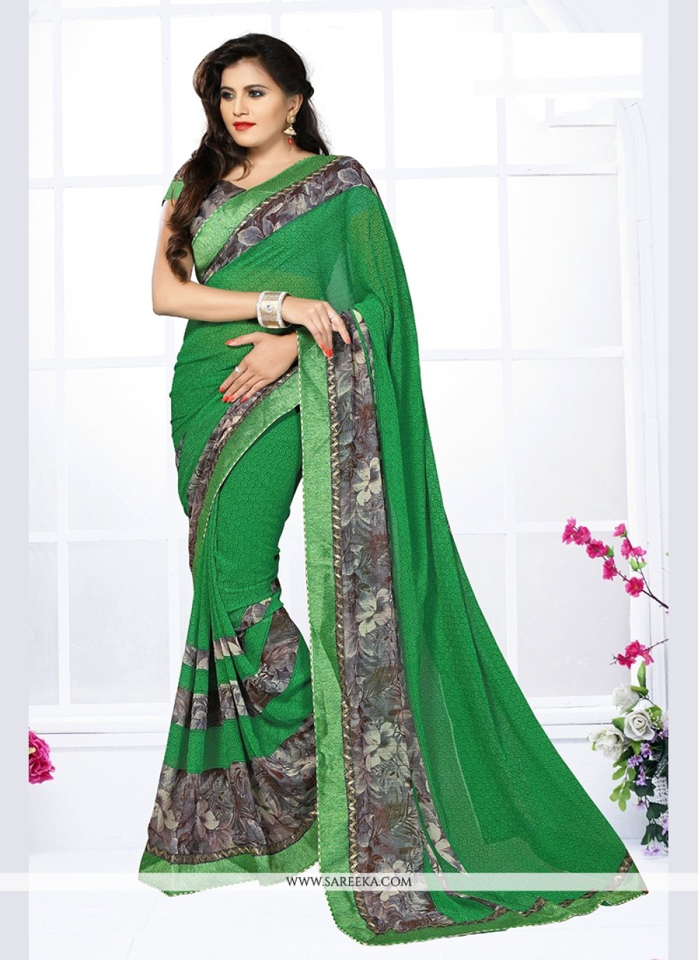 Buy Print Work Printed Saree Online : Singapore
