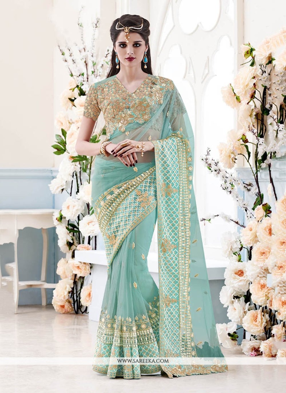 Turquoise Classic Designer Saree