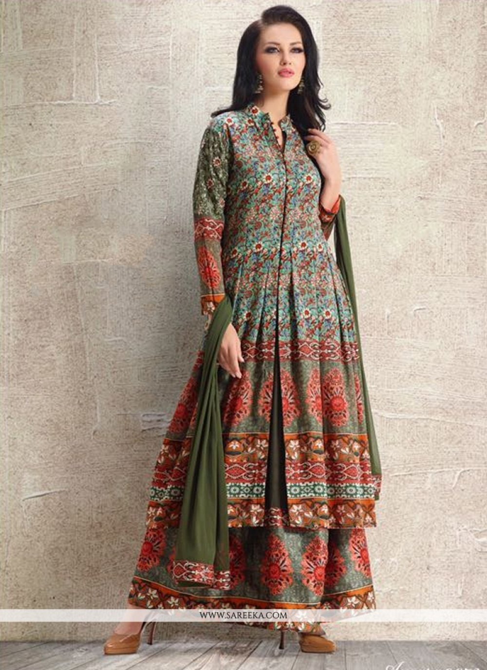 Buy Georgette Print Work Designer Suit Online : UAE
