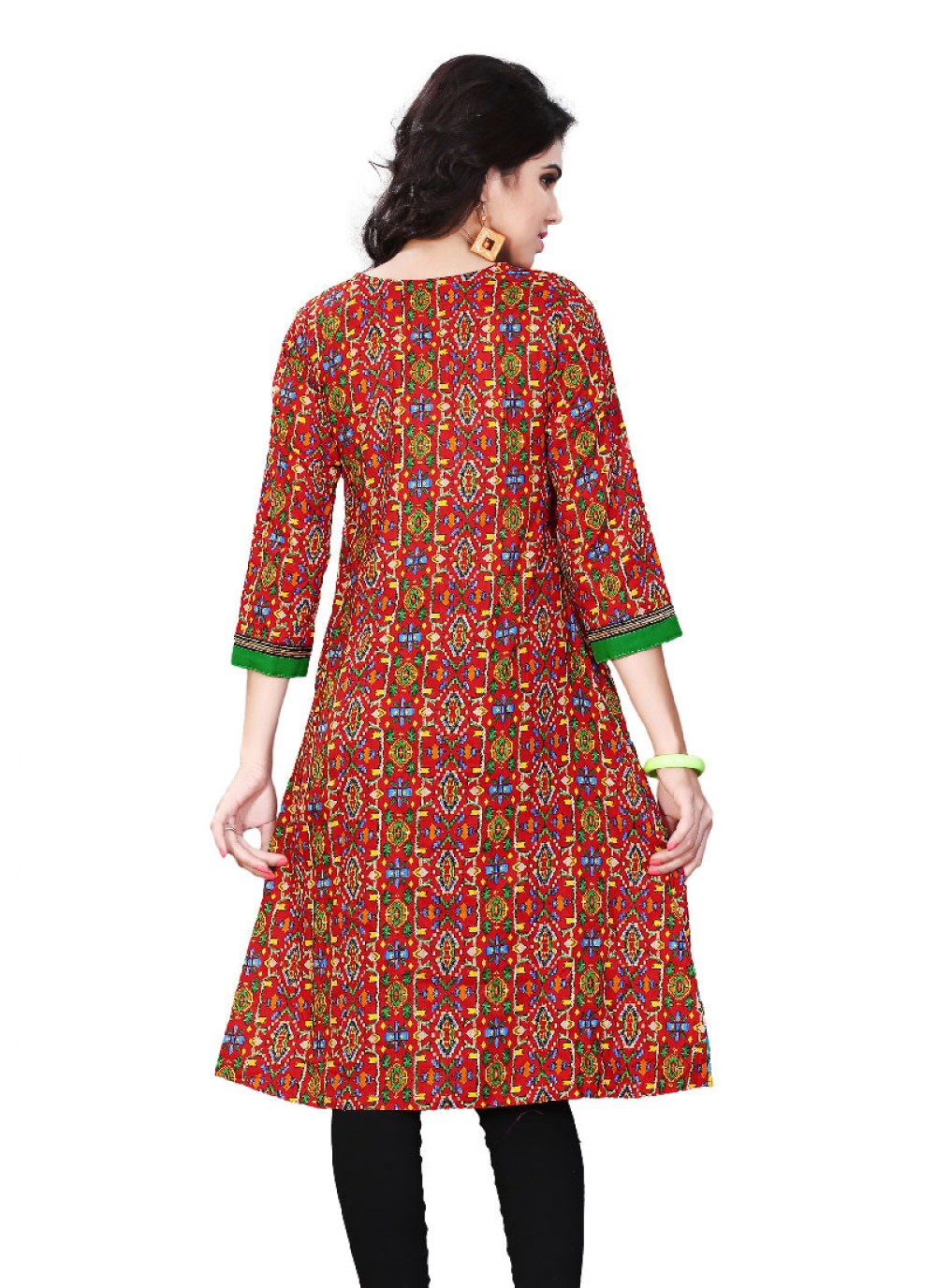 Multi Colour Print Work Cotton Casual Kurti