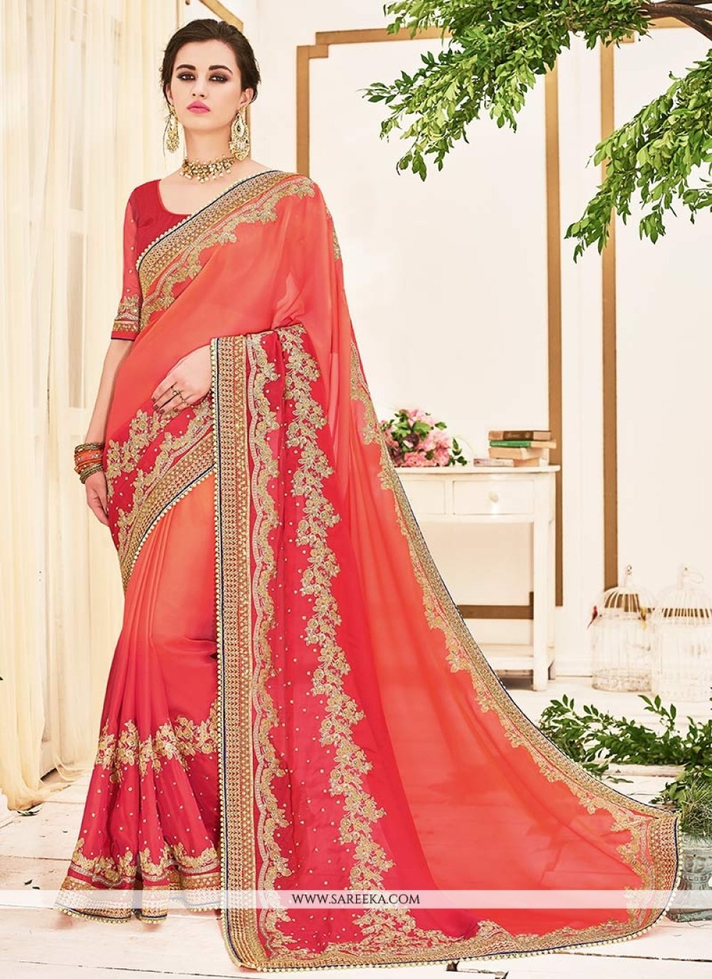 Buy Zari Work Designer Saree Online : USA, UK