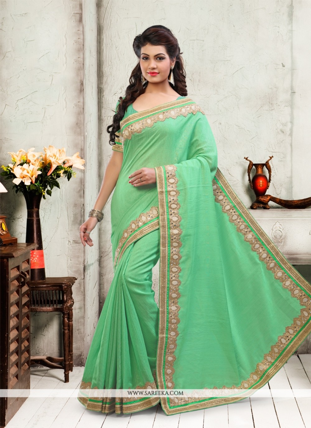 Sea Green Designer Saree