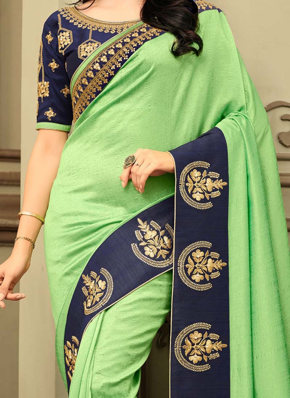 Buy Art Silk Patch Border Work Designer Traditional Saree Online : 67507