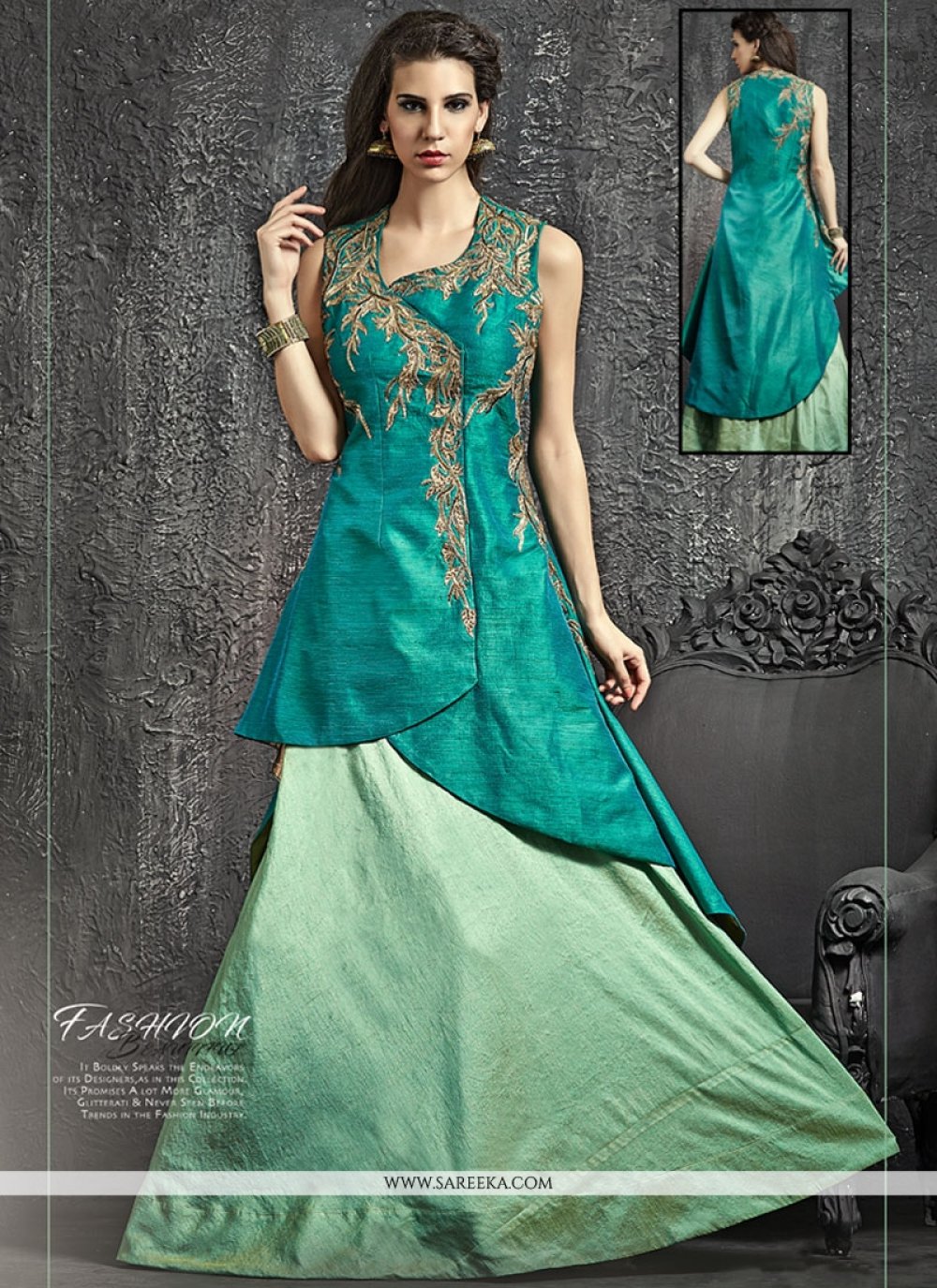 Buy Kasab Work Raw Silk Lehenga Choli Online : Mauritius