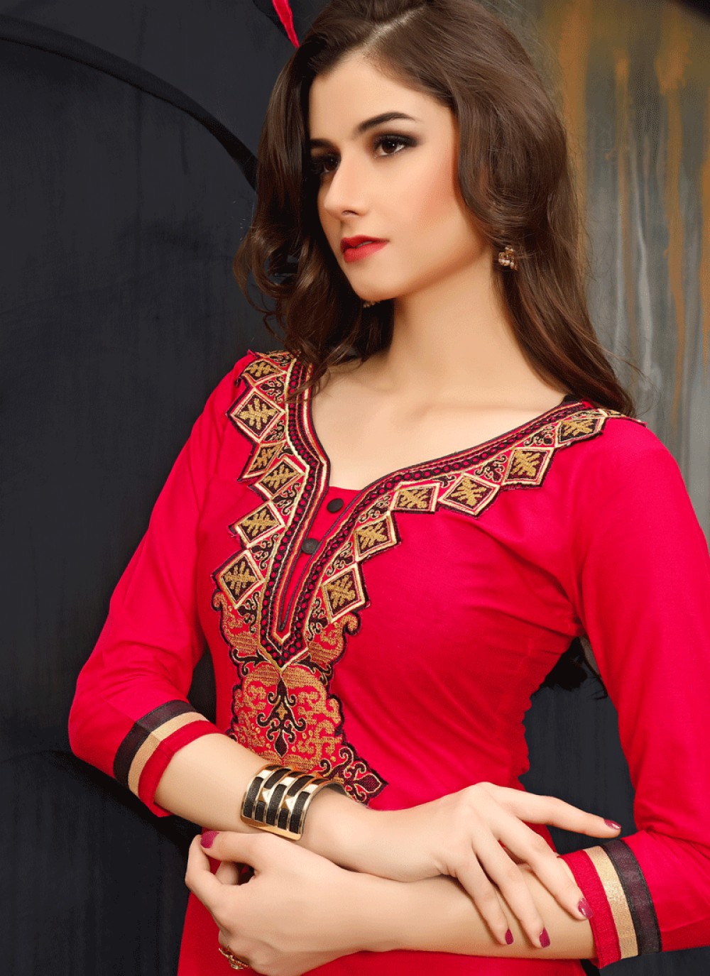 Buy Online Black and Red Designer Patiala Suit : 61653
