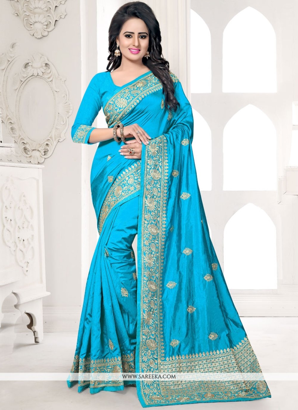Buy Blue Traditional Saree Online : 68416