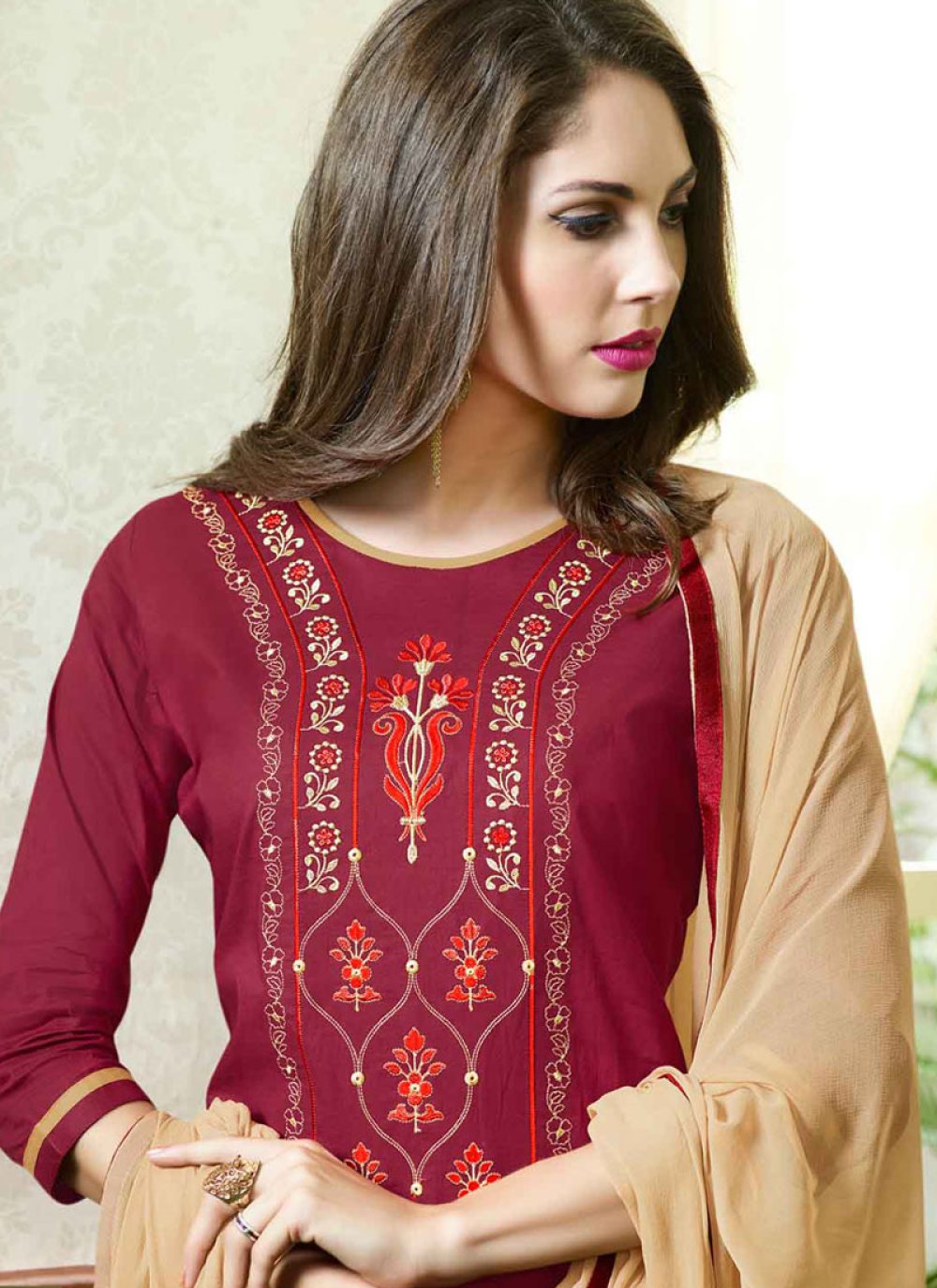 Buy Online Cherubic Red Churidar Suit : 58550