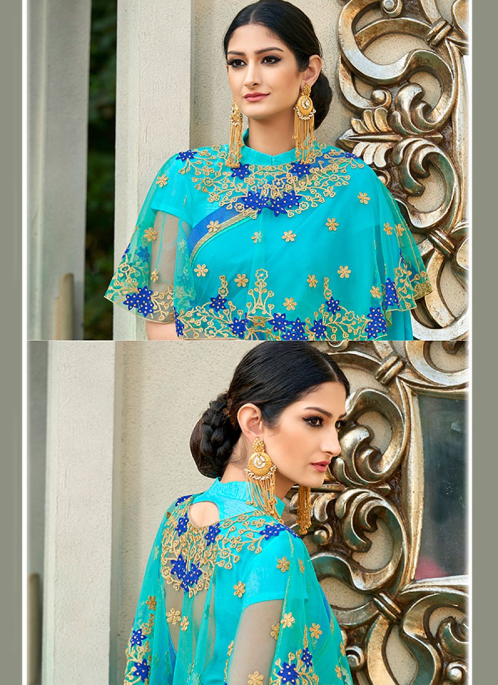 Shop Faux Crepe Shaded Saree Online : 68194