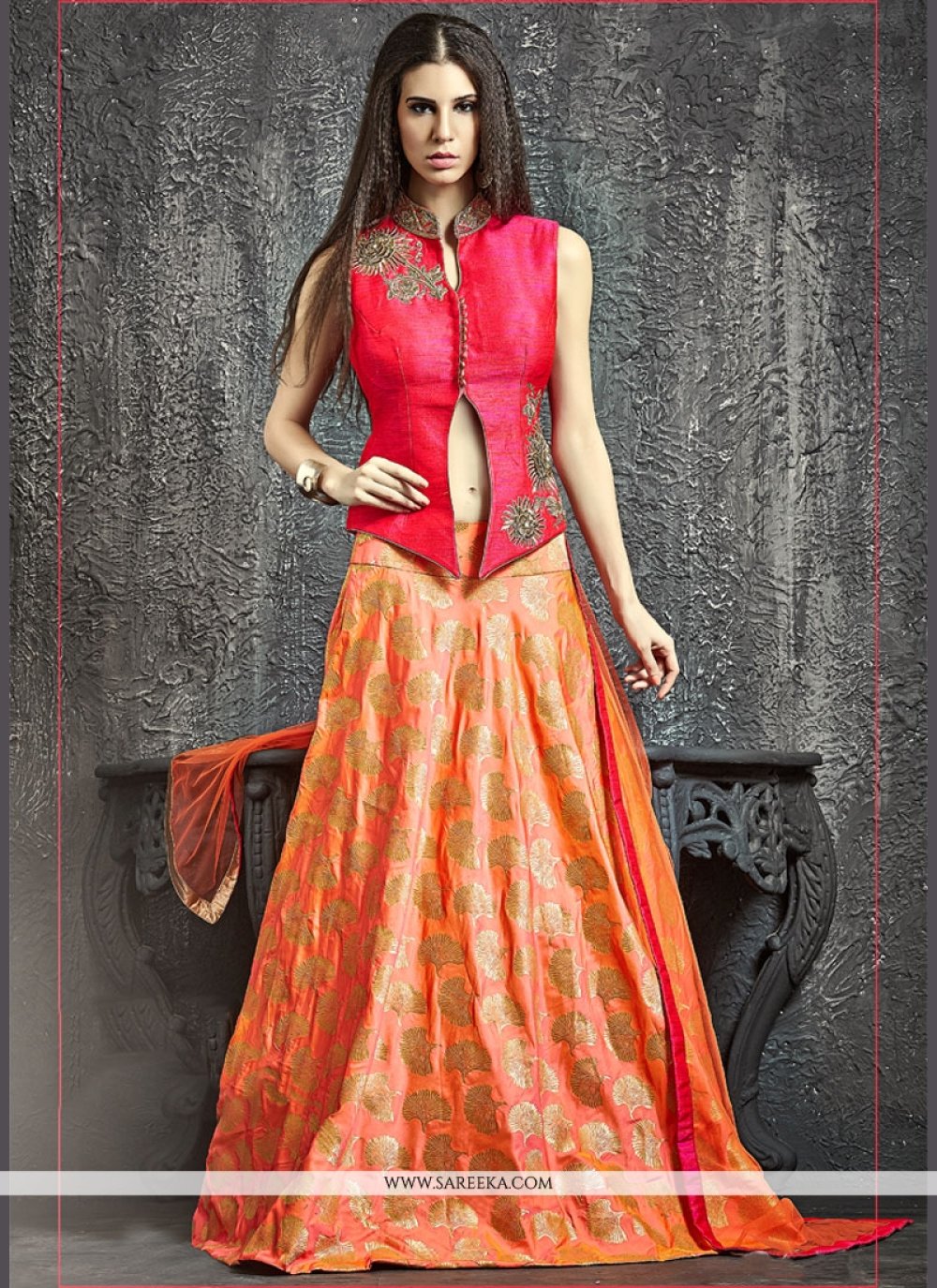 Buy Banarasi Silk Kasab Work Lehenga Choli Online : Canada