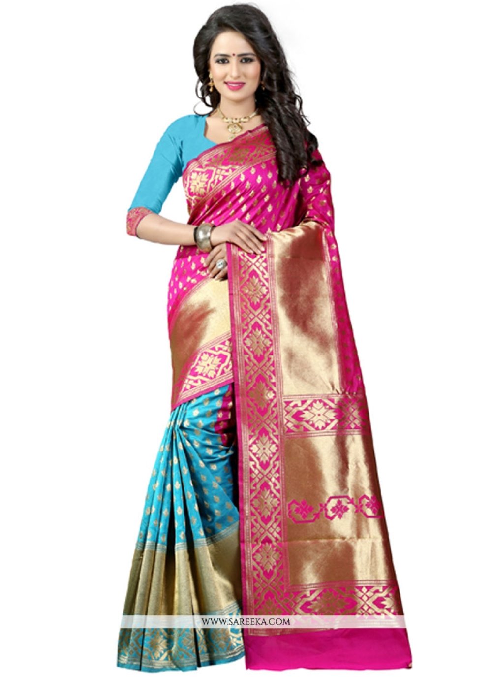 Buy Banarasi Silk Weaving Work Traditional Designer Saree Online : UK