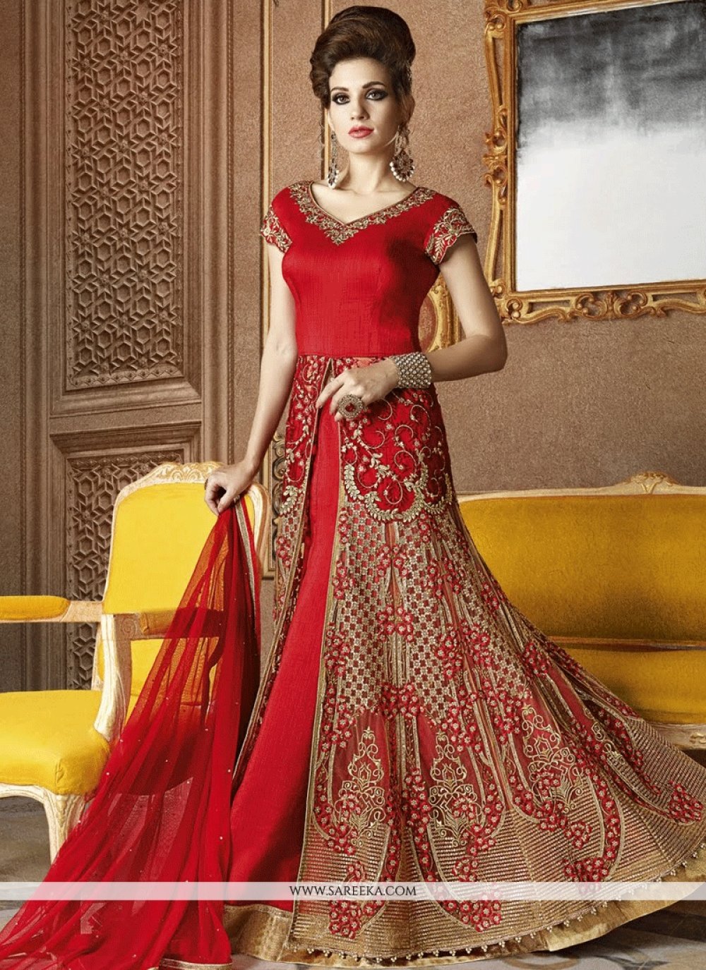 Buy Lace Work Long Choli Lehenga Online : India