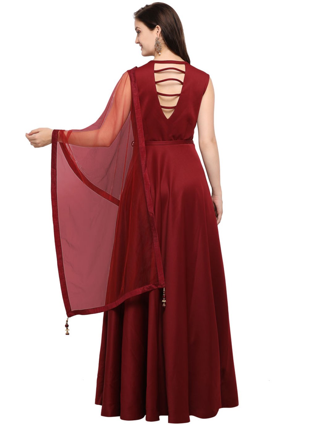 Shop Maroon Fancy Fabric Hand Work Work Readymade Gown Online : 67717
