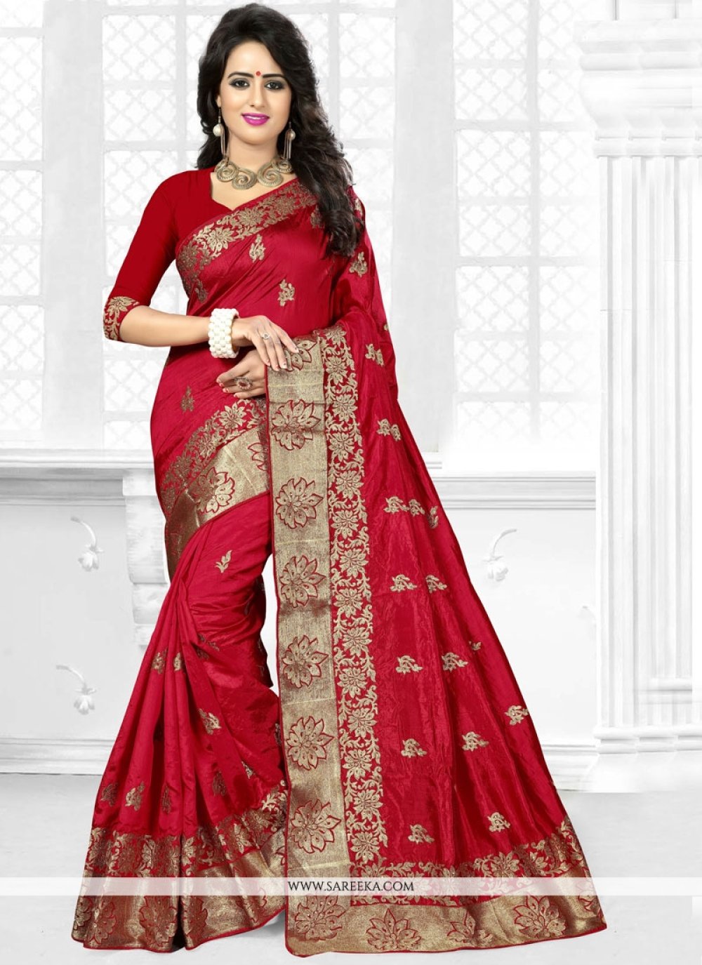 Buy Zari Work Art Silk Traditional Saree Online : USA, UK
