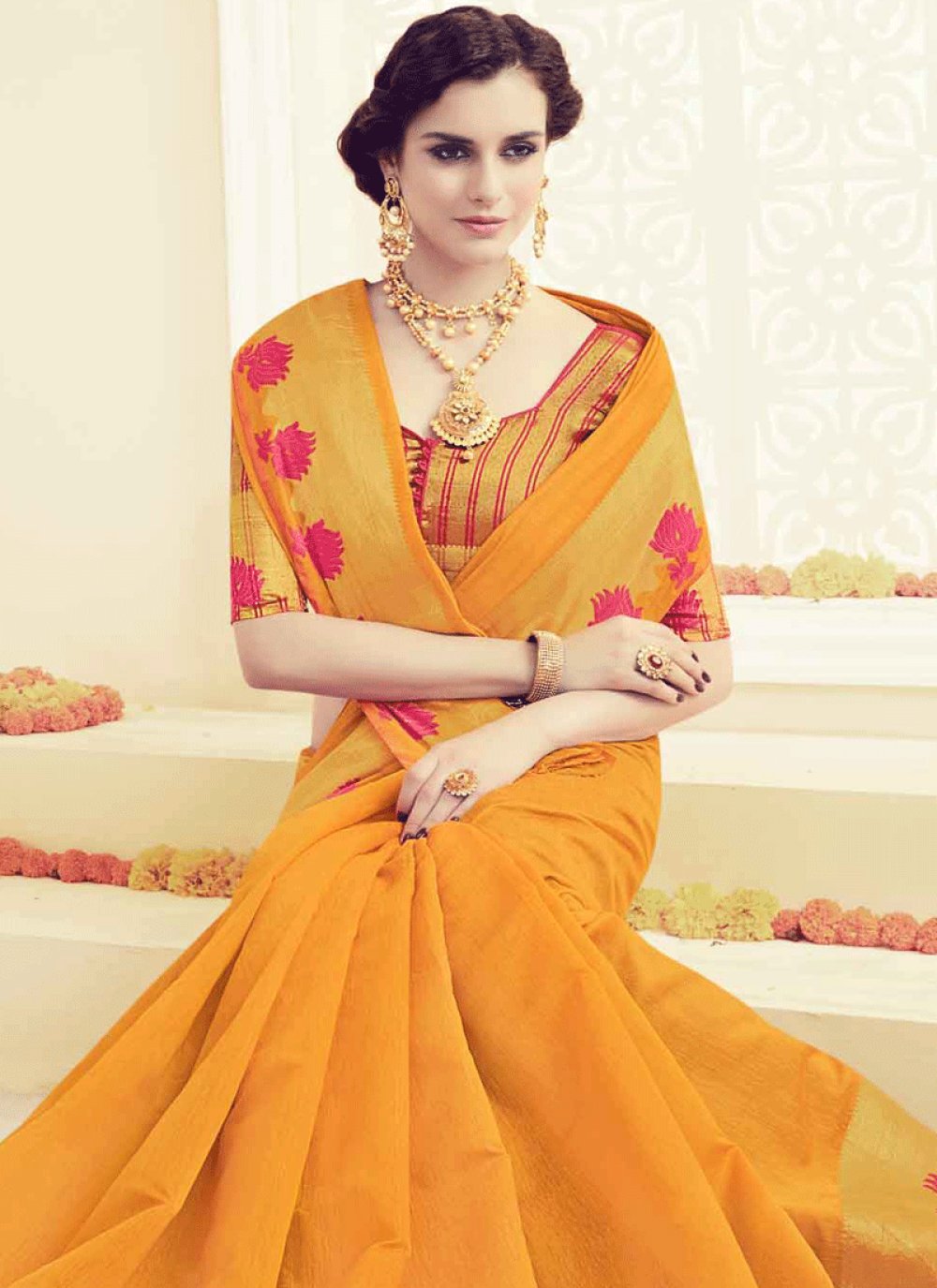 Buy Polly Cotton Saree Online : 60443