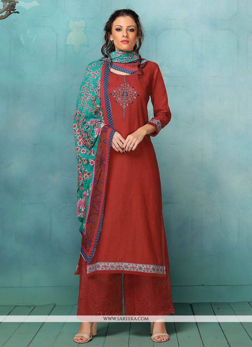Shop Print Work Designer Palazzo Suit Online : 66707