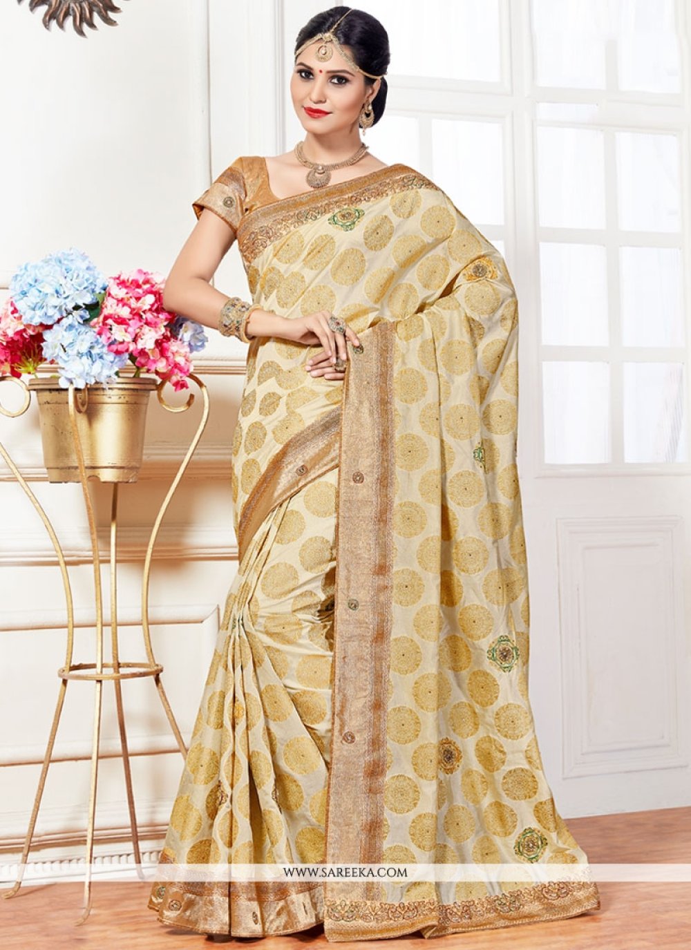 Shop Stone Work Art Silk Traditional Designer Saree Online : 53233