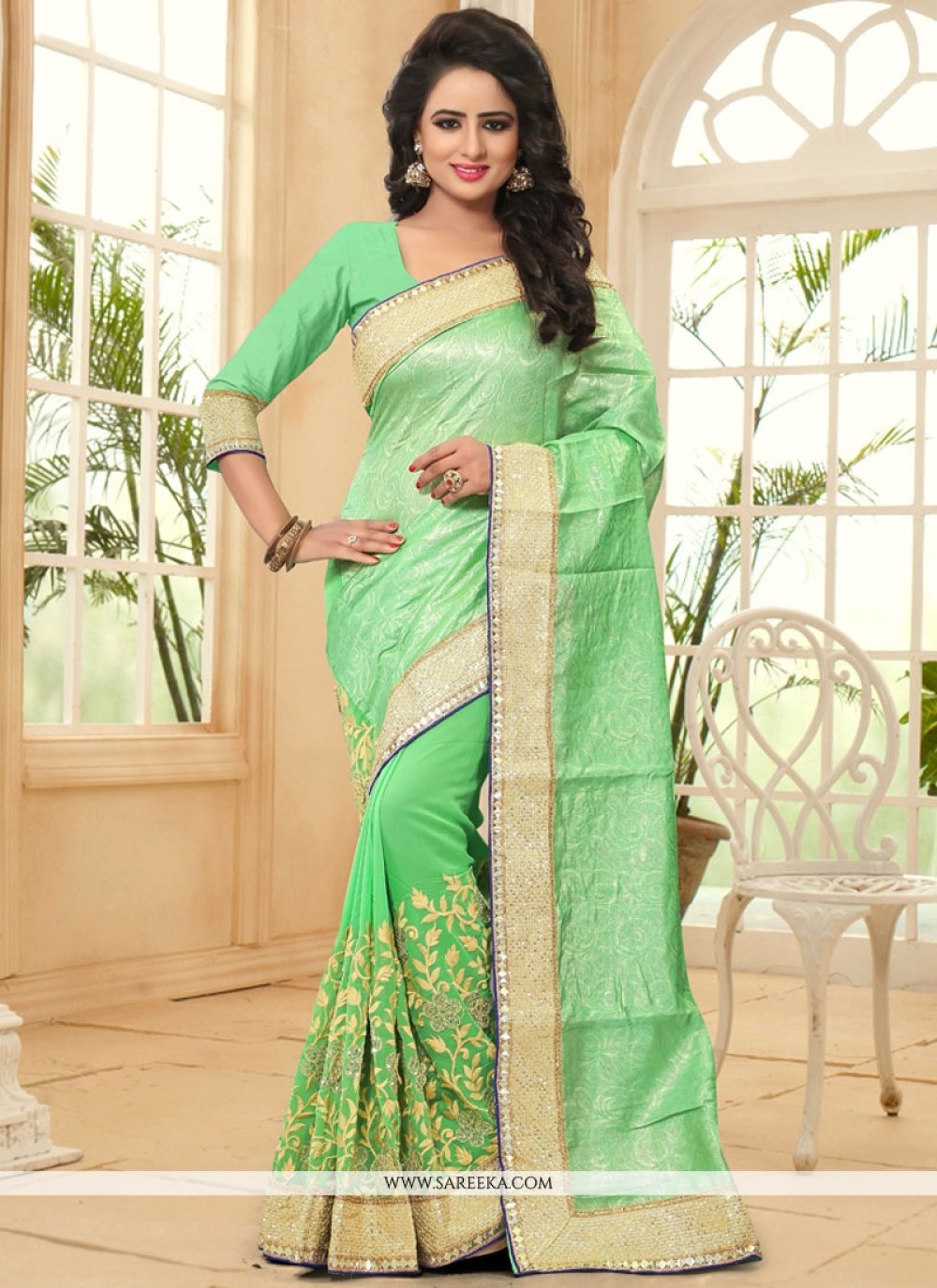 Buy Jacquard Patch Border Work Saree Online : Malaysia