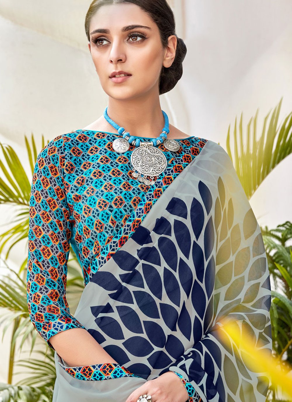 Buy Digital Print Work Printed Saree Online : New Zealand