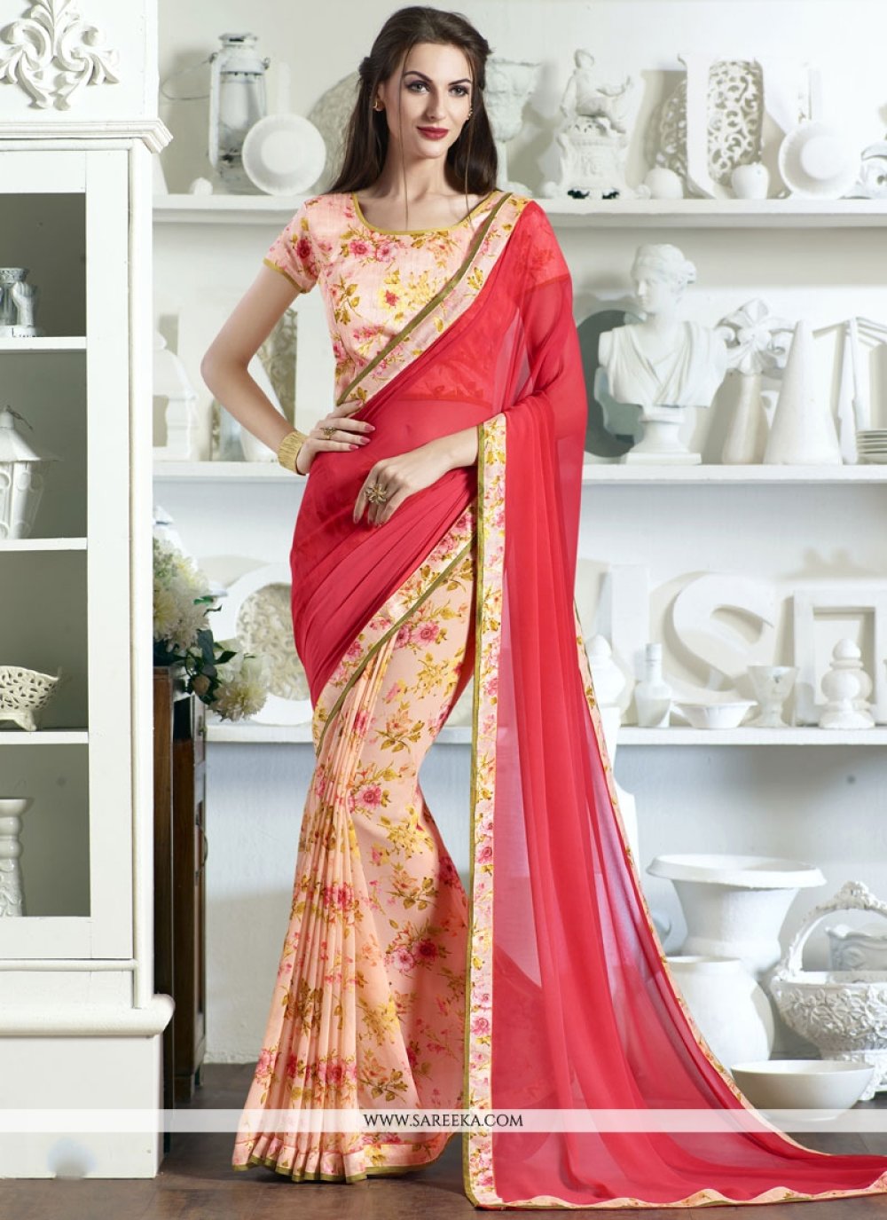 Buy Print Work Printed Saree Online at lowest price