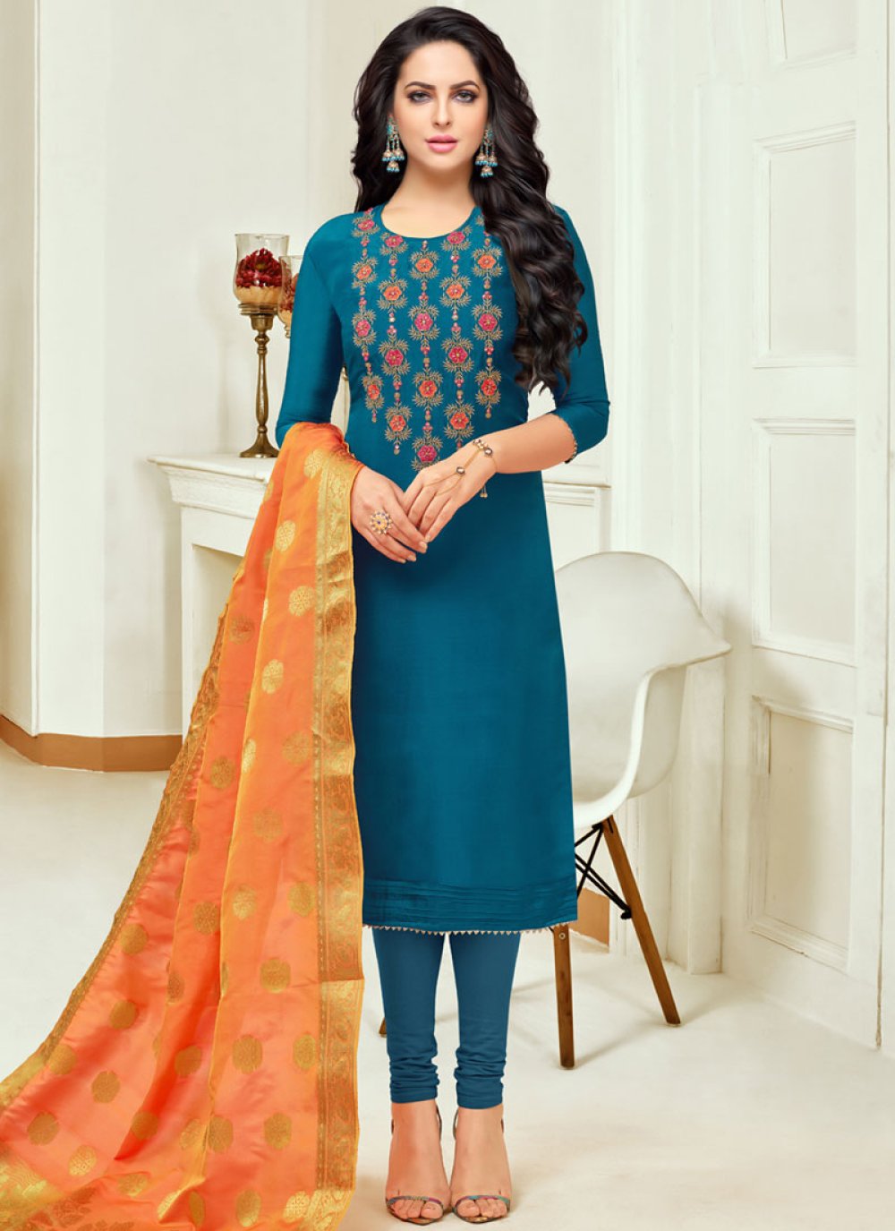 Buy Blue Casual Churidar Suit : 96697