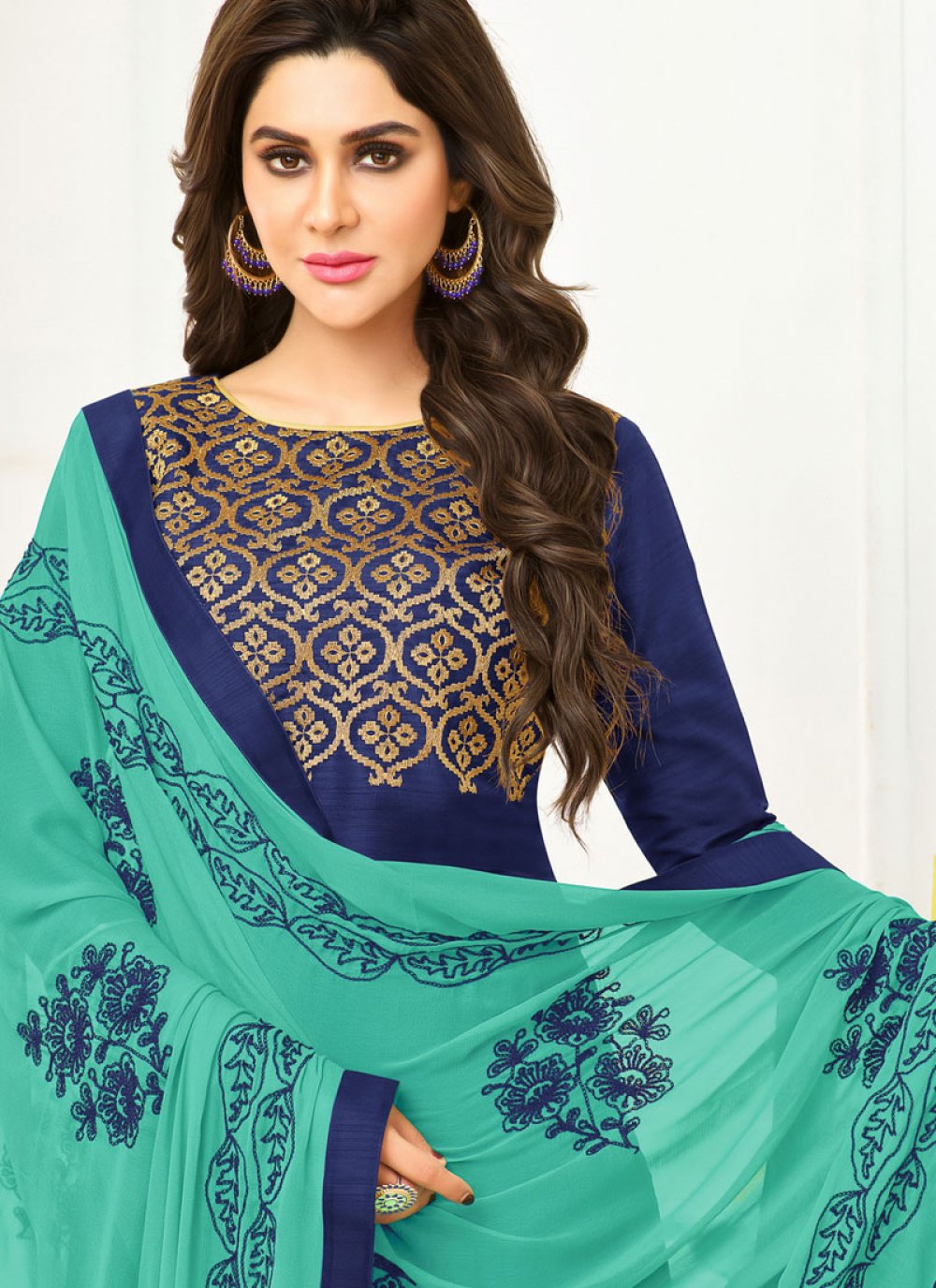 Buy Blue Churidar Suit Online : 96491
