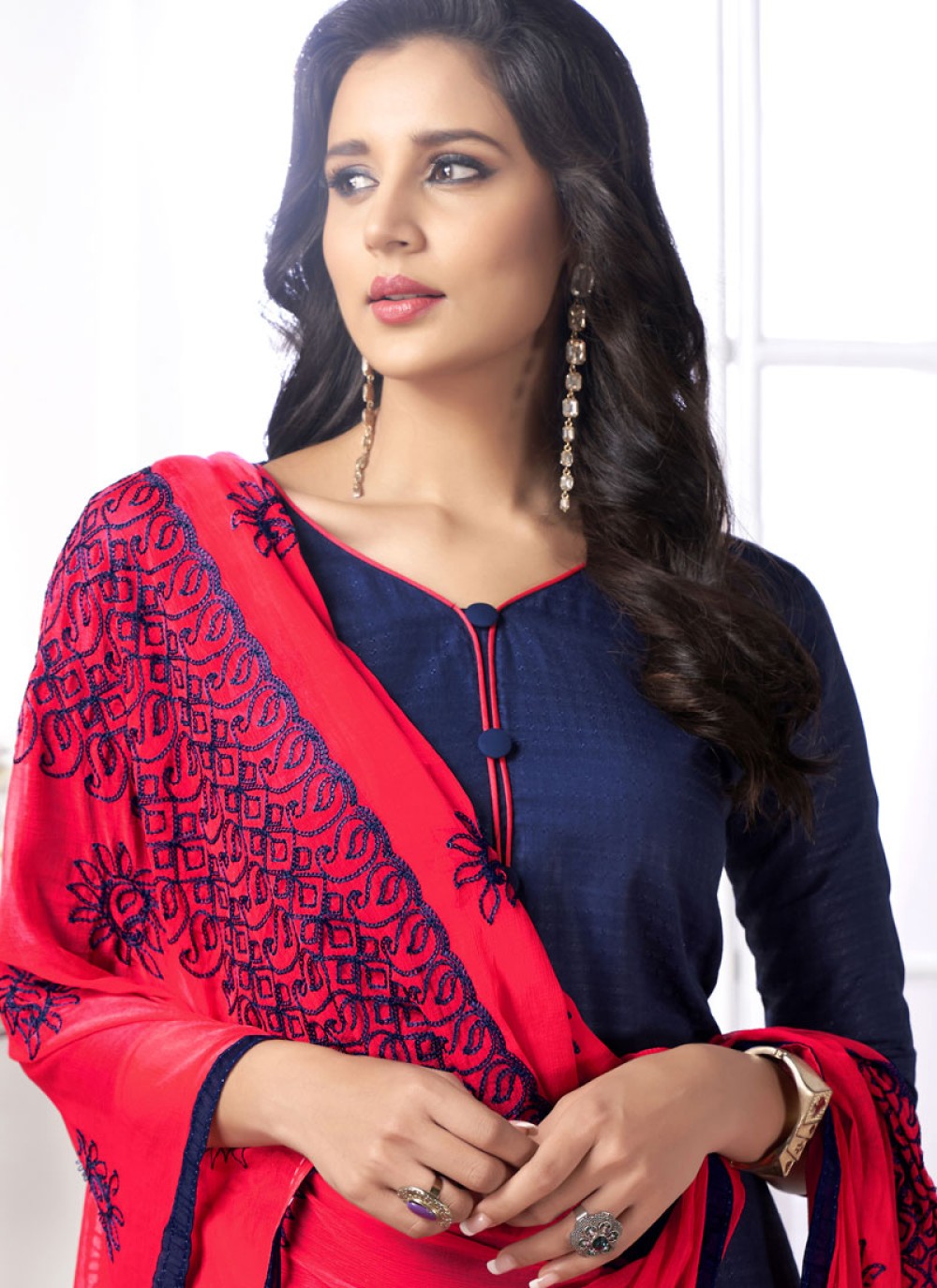 Shop Cotton Blue Churidar Suit Online : 92156