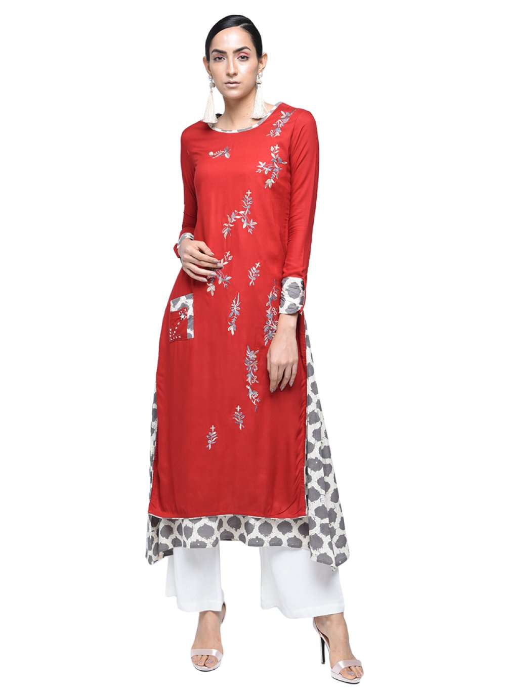 Cotton Designer Kurti in Maroon buy online