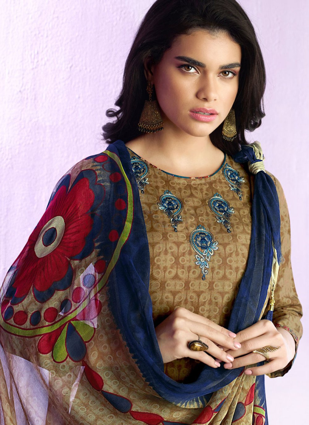 Buy Cotton Green Designer Straight Suit Online