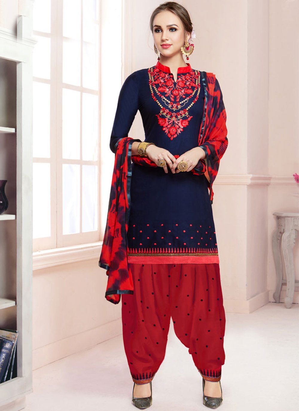 Cotton Satin Designer Patiala Suit buy online